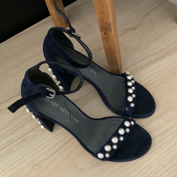 Stuart Weitzman | Shoes | Stuart Weitzman Pearl Studded Block Heel Size ...